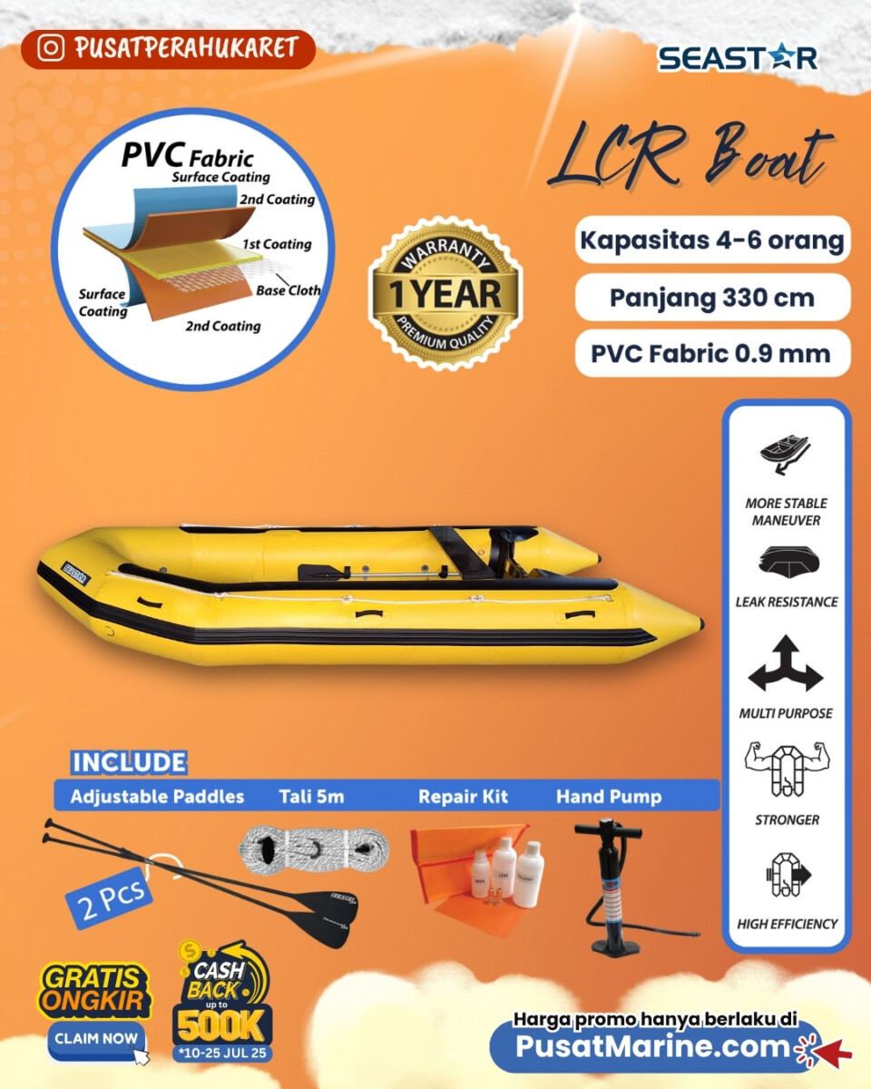 Perahu Karet Lcr PVC Evakuasi, Rubber Boat LCR SEASTAR – Pusat Marine